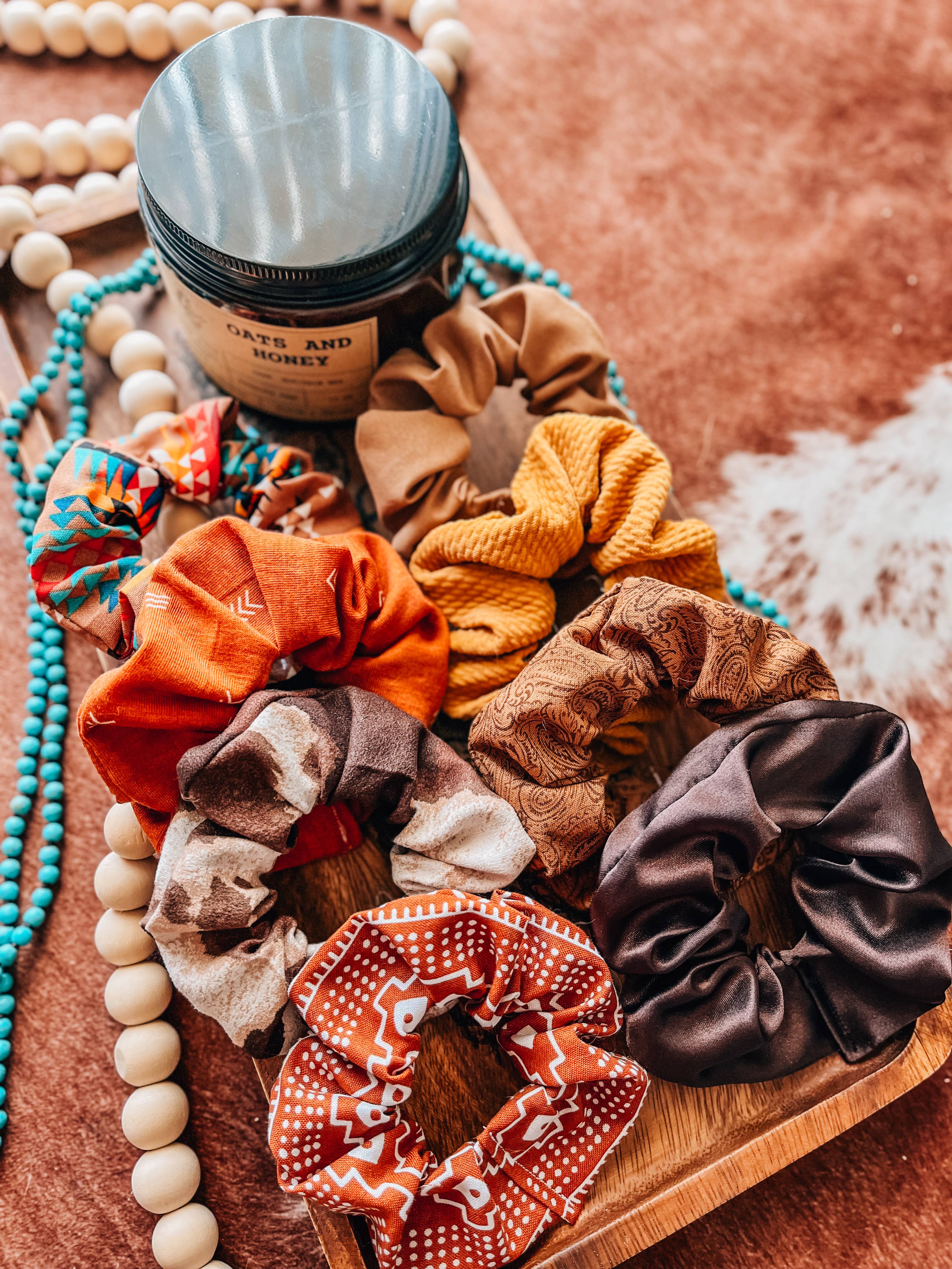 Wholesale Fall Western Boho Neutral Scrunchie Set for your store - Faire