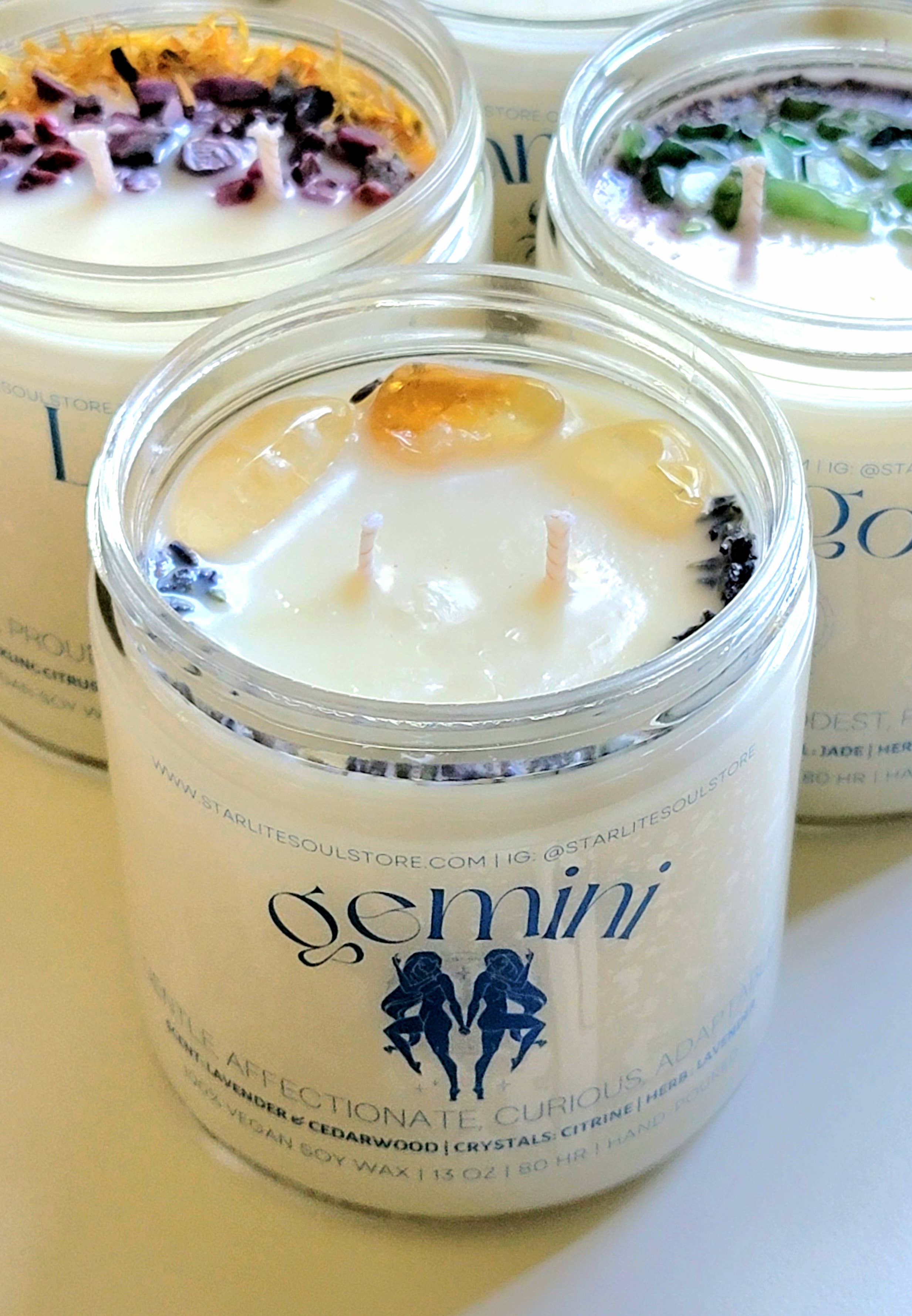 Wholesale Horoscope, Zodiac Soy Candles with Crystals, Private Label ...