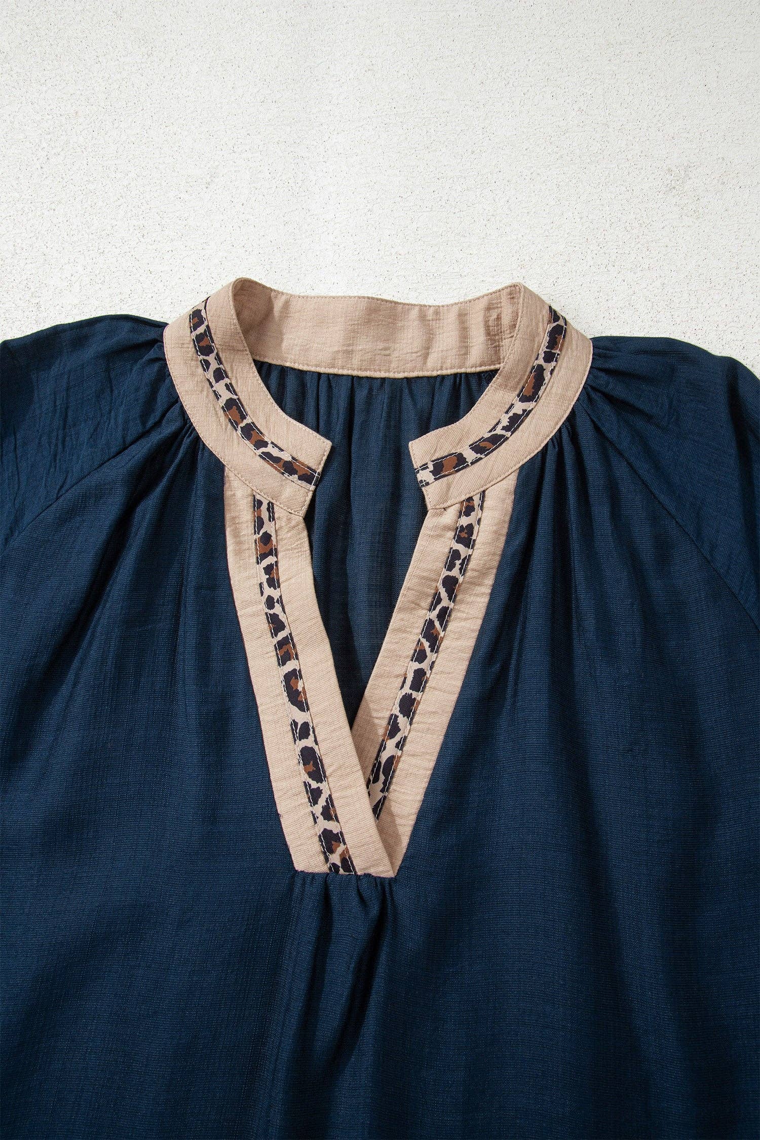 Wholesale Plus Size Leopard Contrast Collar Long Sleeve Blouse for your ...