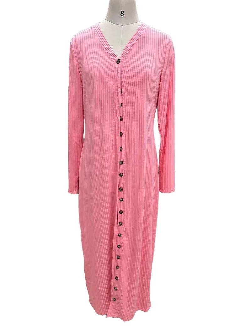 Wholesale Ribbed Button-Up Longline Cardigan for your store - Faire