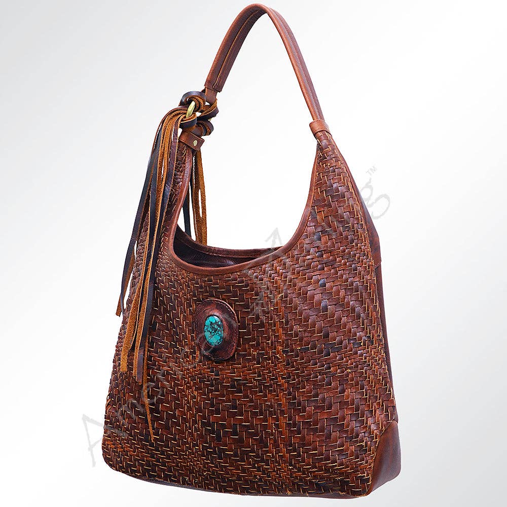 Wholesale LC-ADBGM153 Woven Genuine Leather Hobo Bag with Turquoise ...
