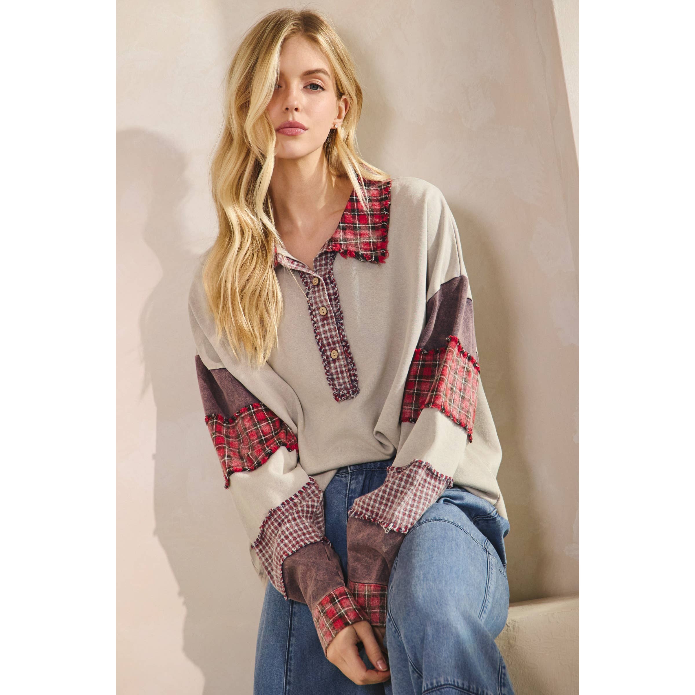 Wholesale THE NORTHWOODS PLAID HENLEY (ST8161) for your store - Faire