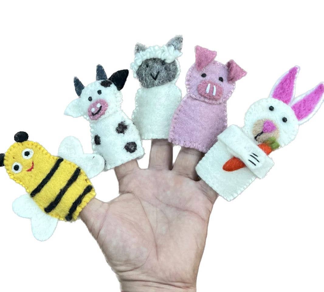 Wholesale Finger Puppets, Animal Puppets, Felt Finger Games Set of 5pc ...