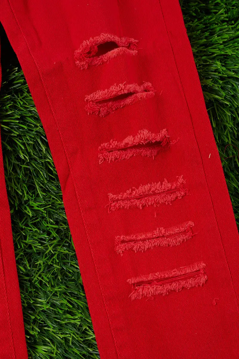 Wholesale RED RIPPED SKINNY JEANS. PNG25133011 SOL for your store - Faire