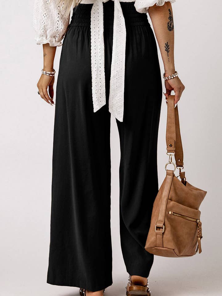 Wholesale Drawstring Elastic Waist Casual Wide Leg Pants For Your Store