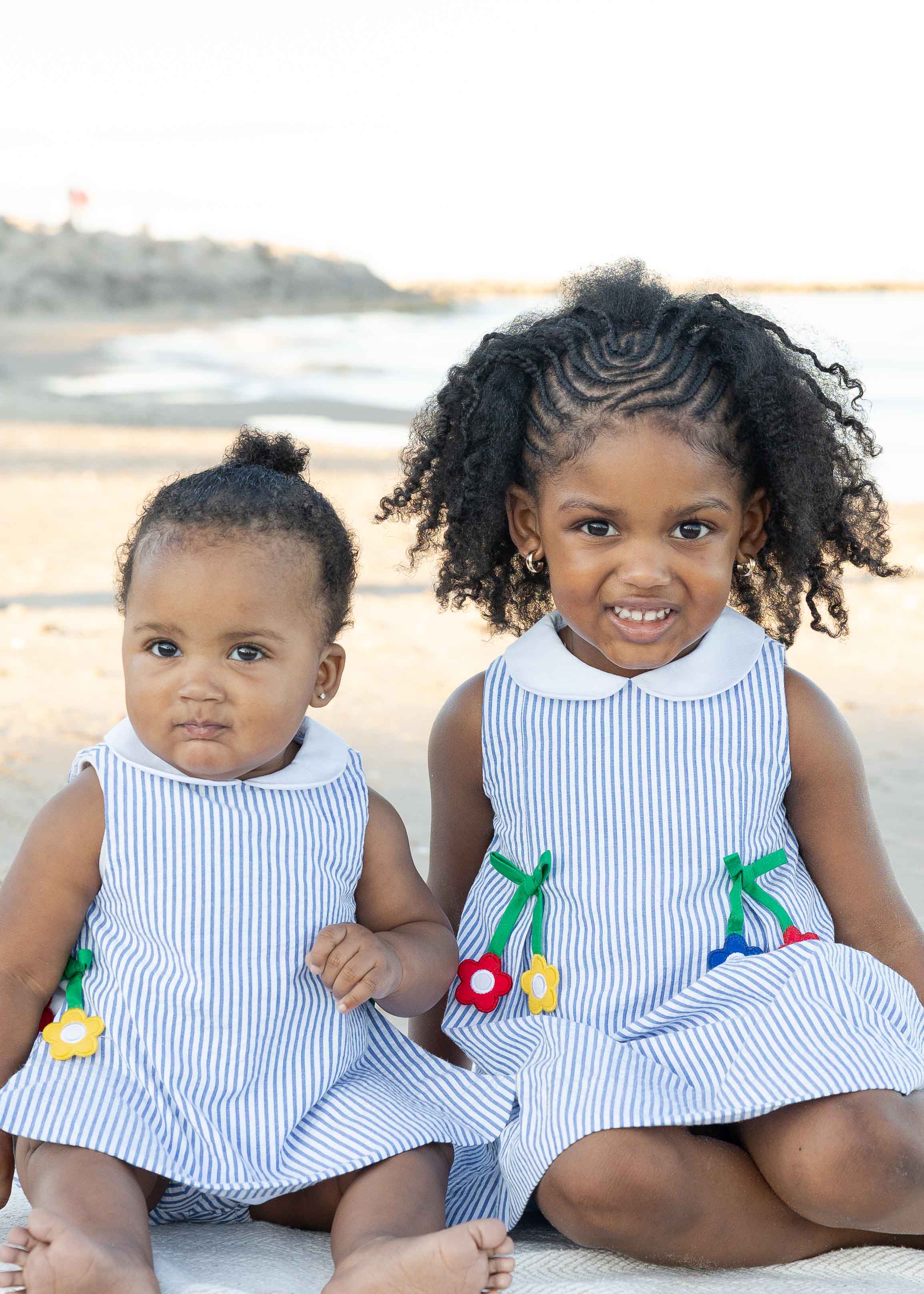 Wholesale Seersucker Dress & Bloomer With Flowers for your store - Faire