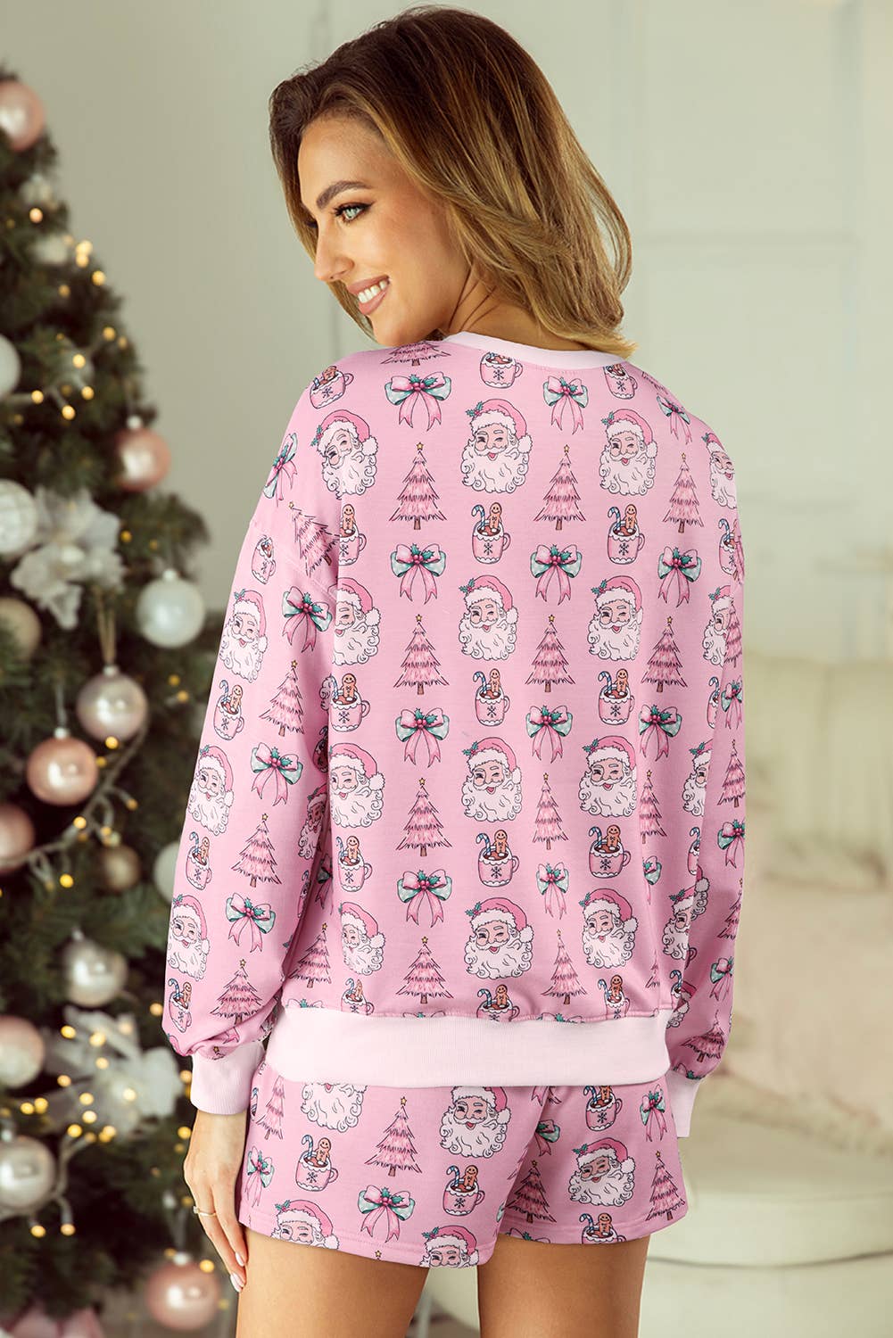 Wholesale Ho Ho Ho Christmas Fashion Print 2pcs Lounge Short Set for ...