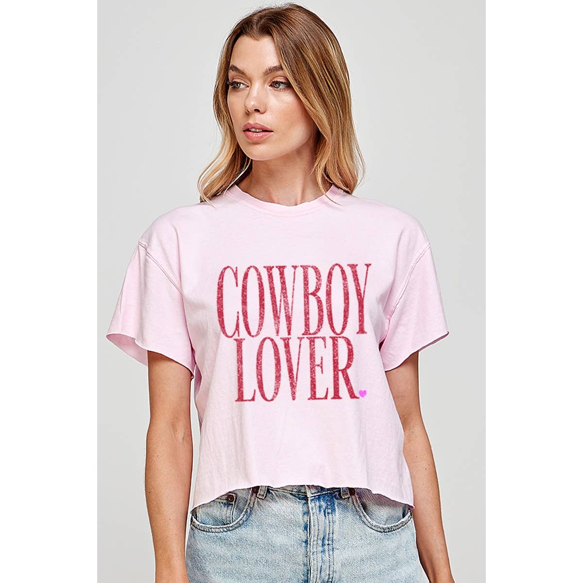 Wholesale COWBOY LOVER VALENTINE GRAPHIC CROP TOP for your store - Faire