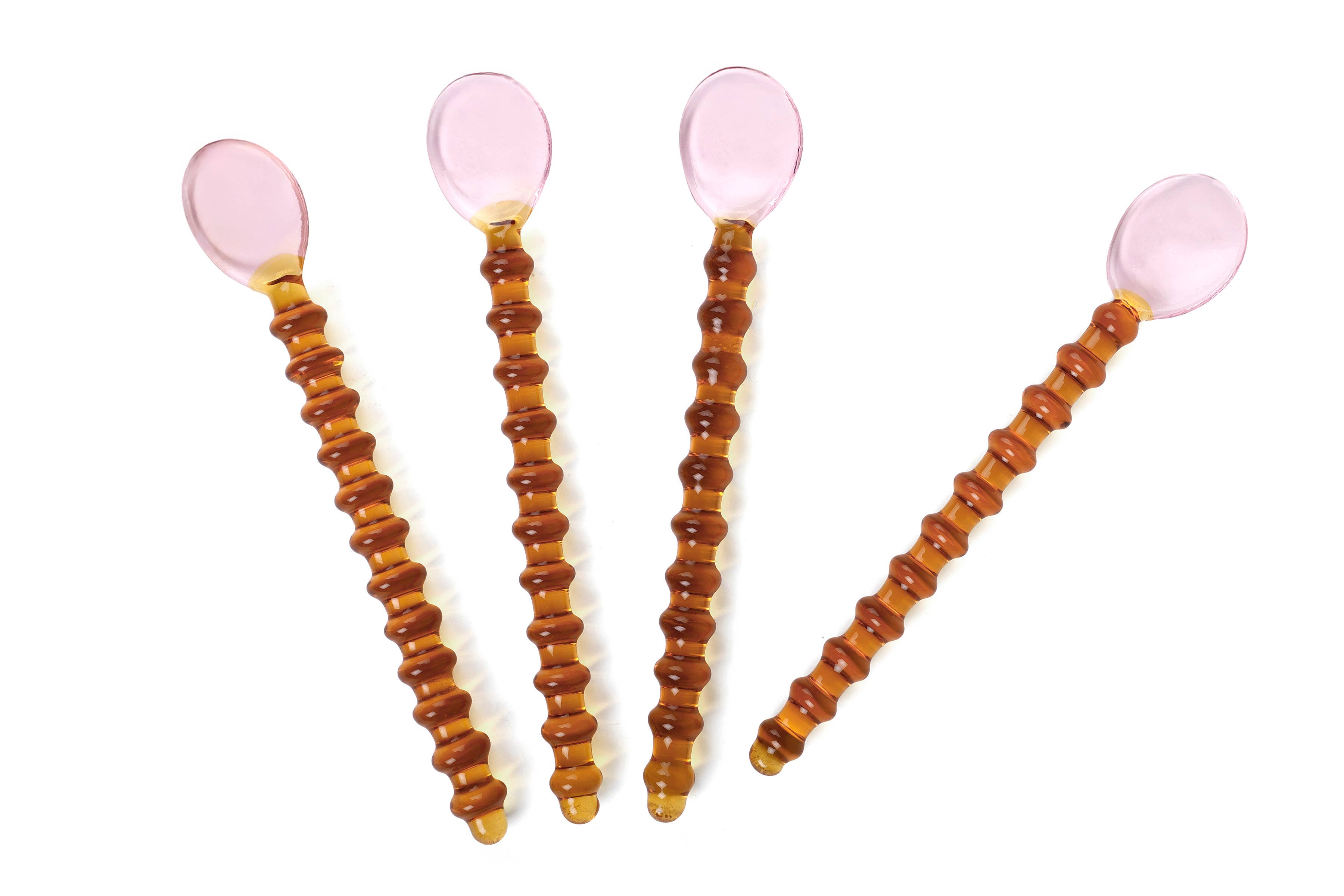 Wholesale Glass Spoon with Beaded Handle Pink Amber - 7x1 Inches for ...