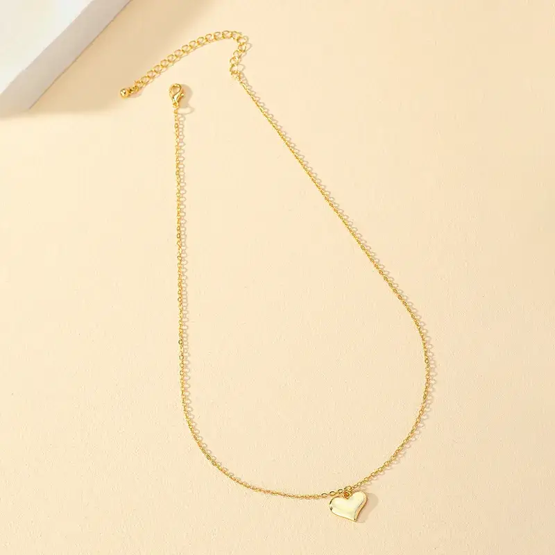 Wholesale Simple Heart Gold Plated Pendant Necklace for your store - Faire