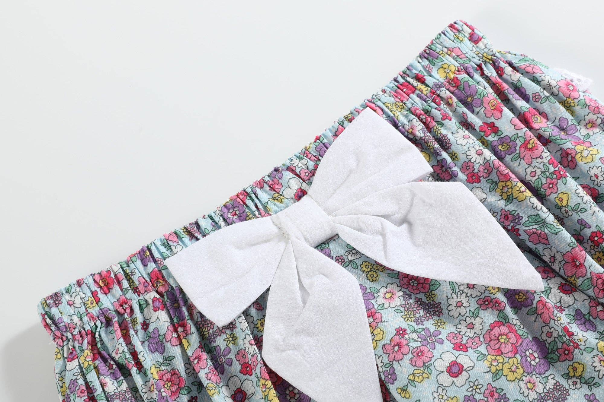 Wholesale Blue Floral Print Top and Bloomer Set for your store - Faire