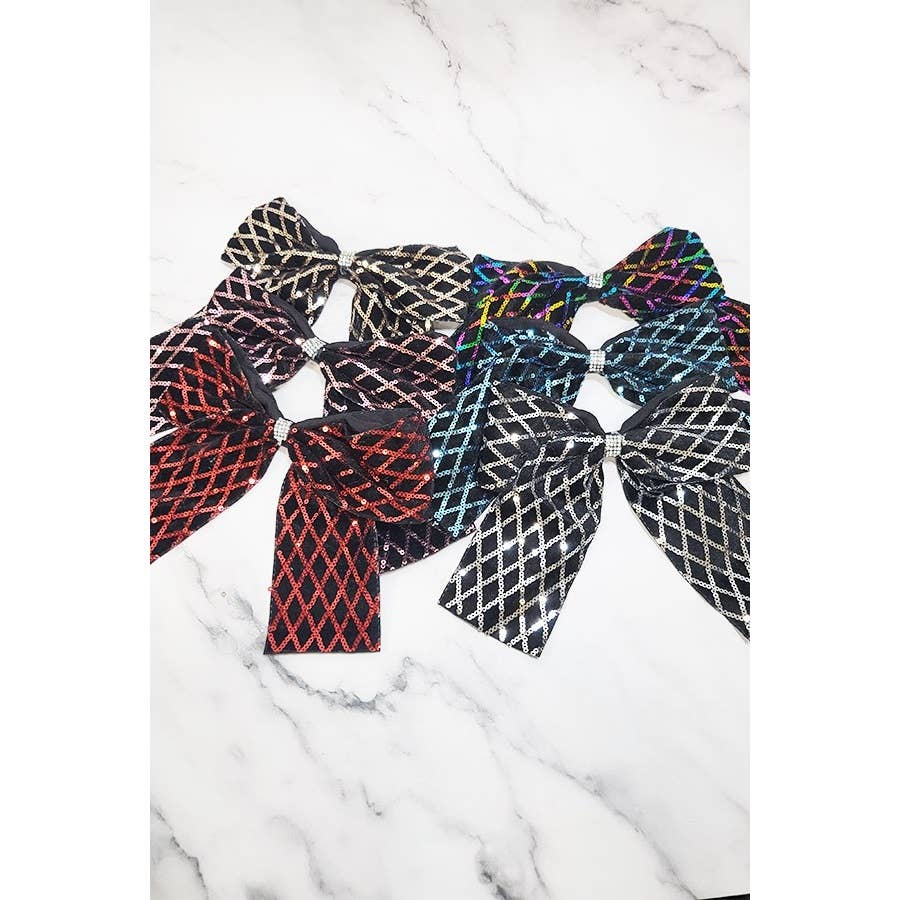 Wholesale Diamond Sequin Pattern Cheer Hair Bow for your store - Faire