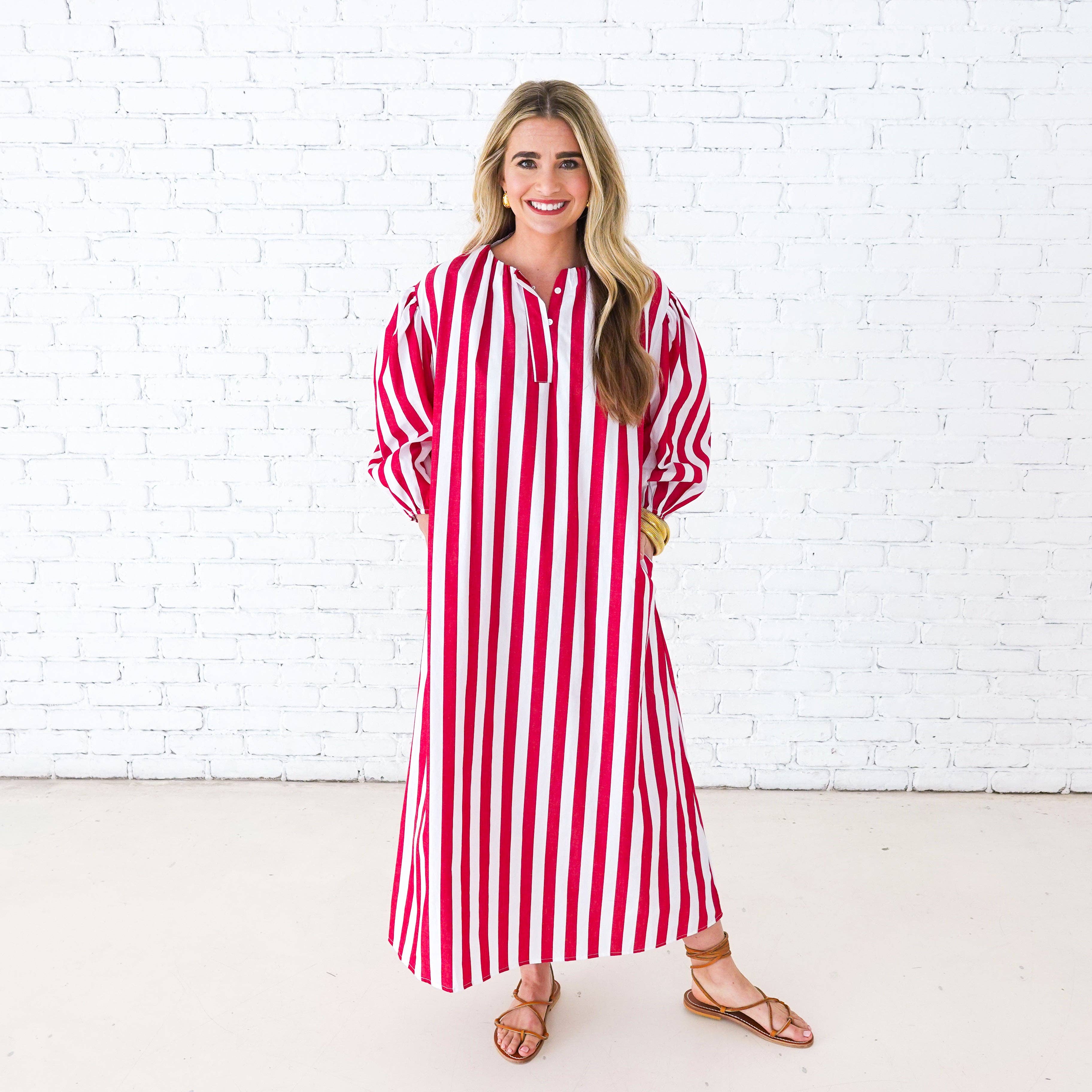 Wholesale Cabana Dress Red Stripe for your store - Faire