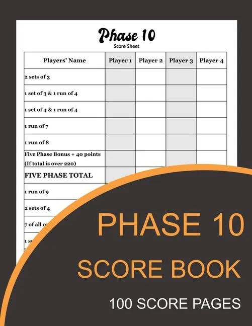 Wholesale Phase 10 Score Book: Phase Ten Card Game Record Keeper Book ...