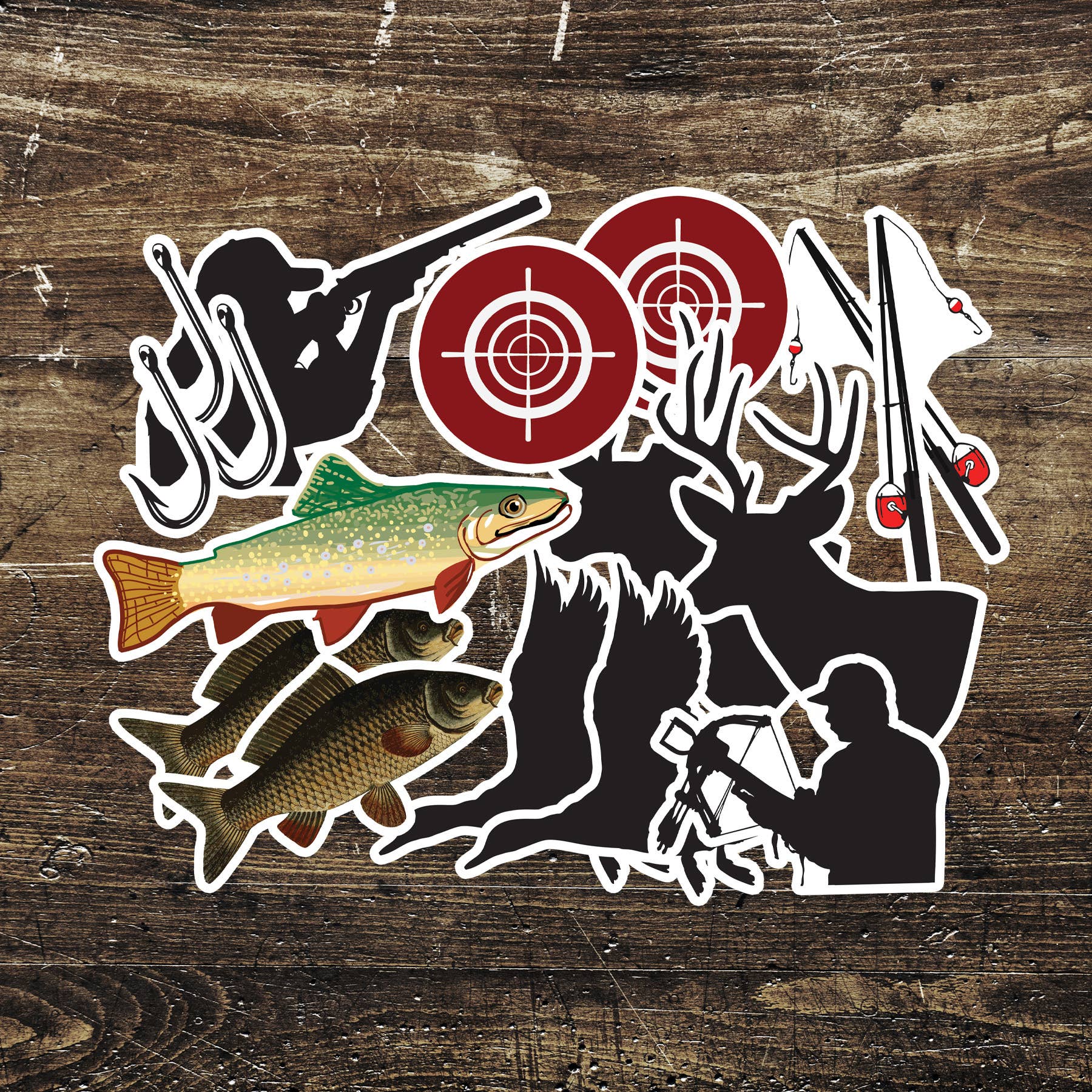 Wholesale Hunting and Fishing Stickers (15 Pack) for your store - Faire