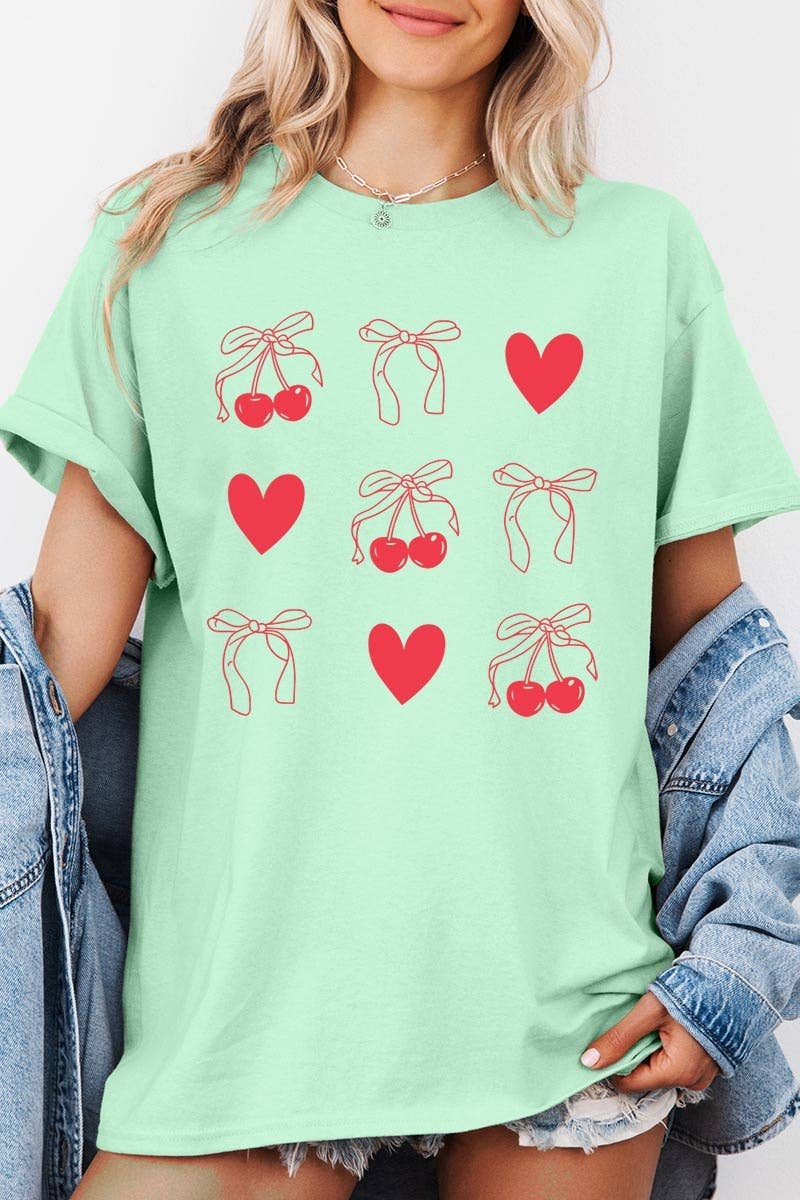 Wholesale Valentine Bow & Heart Graphic Heavy Cotton Tee for your store ...