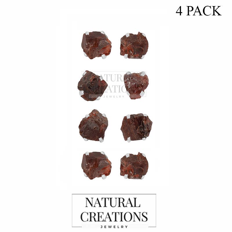 Wholesale Natural Rough Red Garnet Stud Earrings, Sterling Silver for ...