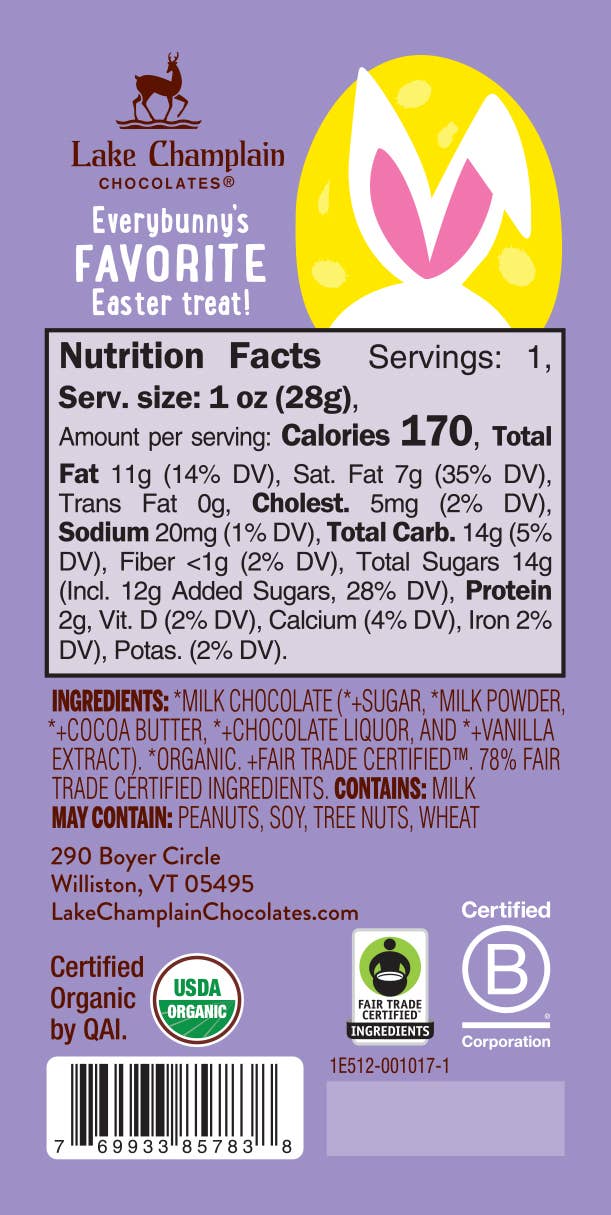 Wholesale Easter Baby Bunny Milk Chocolate, Organic & Fair Trade for ...