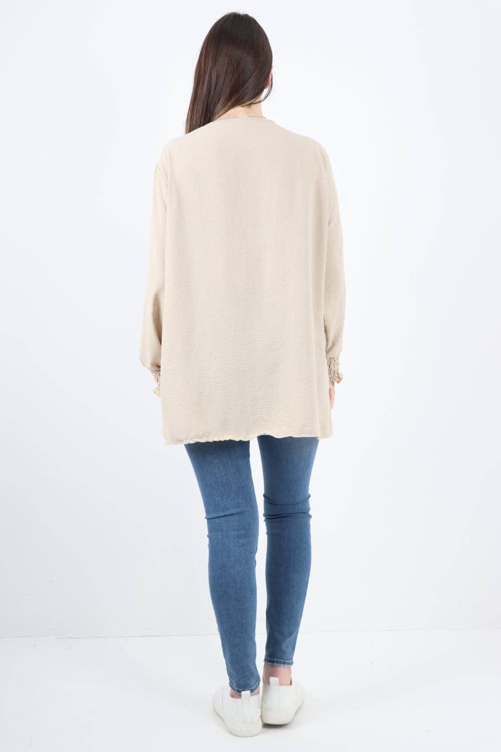 Wholesale Italian Shirred V Neck Long Sleeve Tunic Top for your store ...