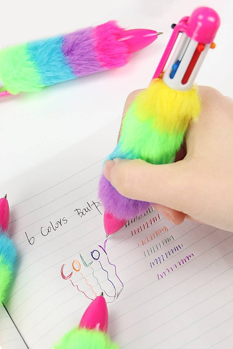 Wholesale Colorful Rainbow Fuzzy Fur 6-in-1 Color Pen for your store ...
