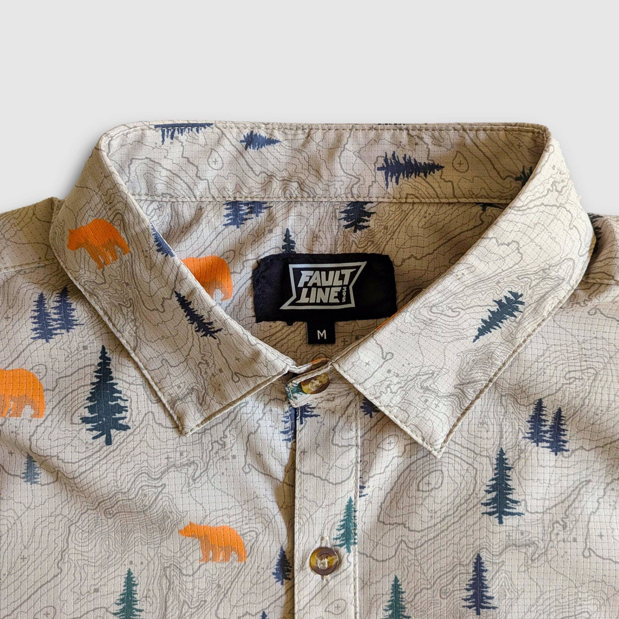 Wholesale Langley Tech Button Up Shirt - Khaki/Bear for your store - Faire