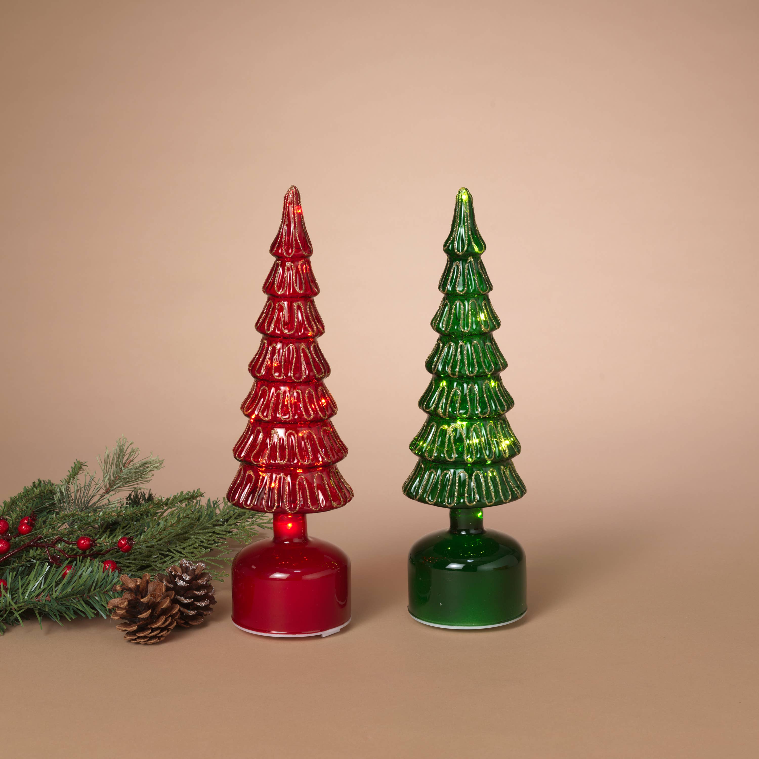 Wholesale Christmas 12.9"H B/O Rotating Glittered Glass Christmas Tree ...