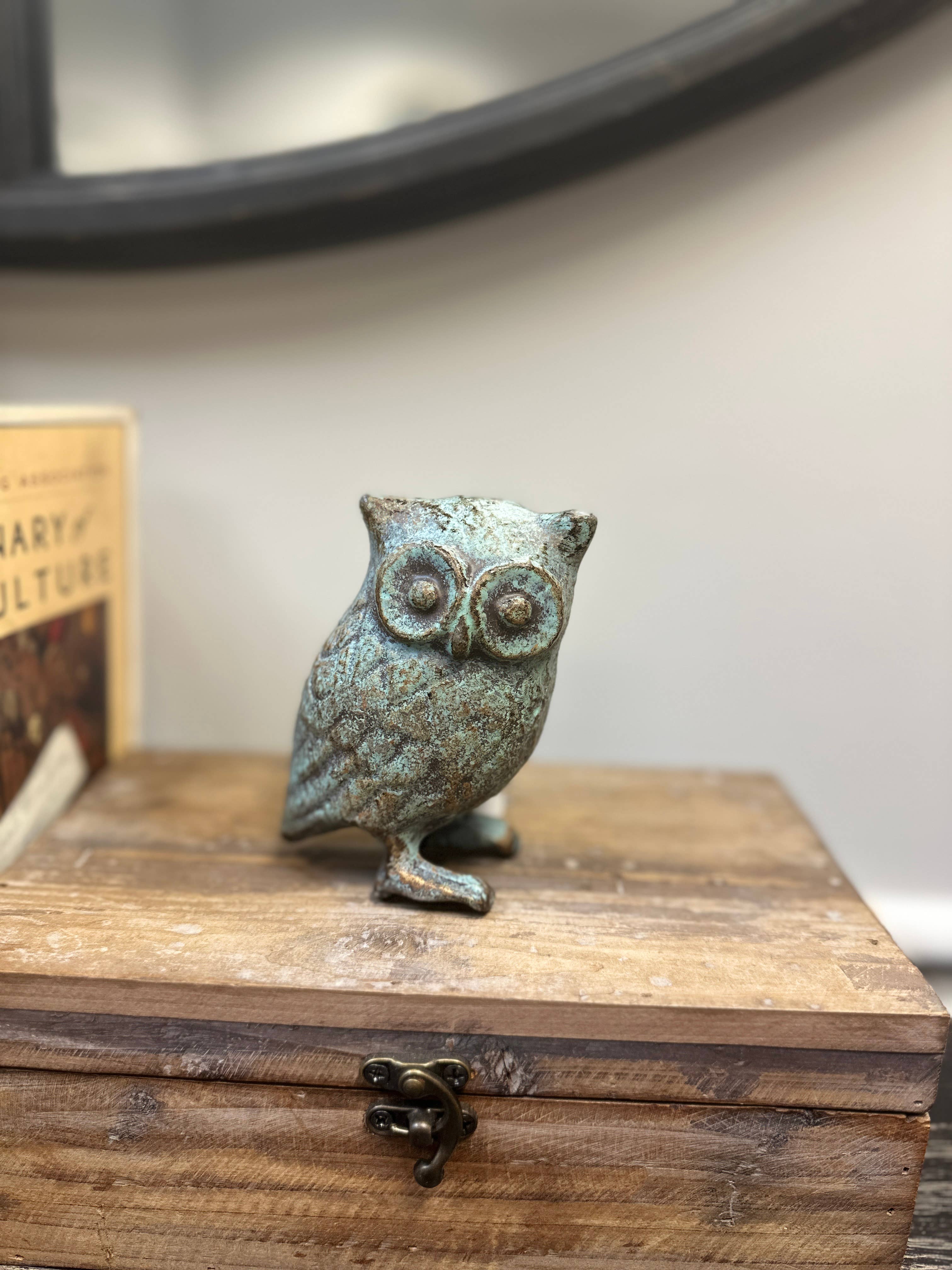 Wholesale Cast Iron Owl in Antique Green, Blue Rustic Finish for your ...