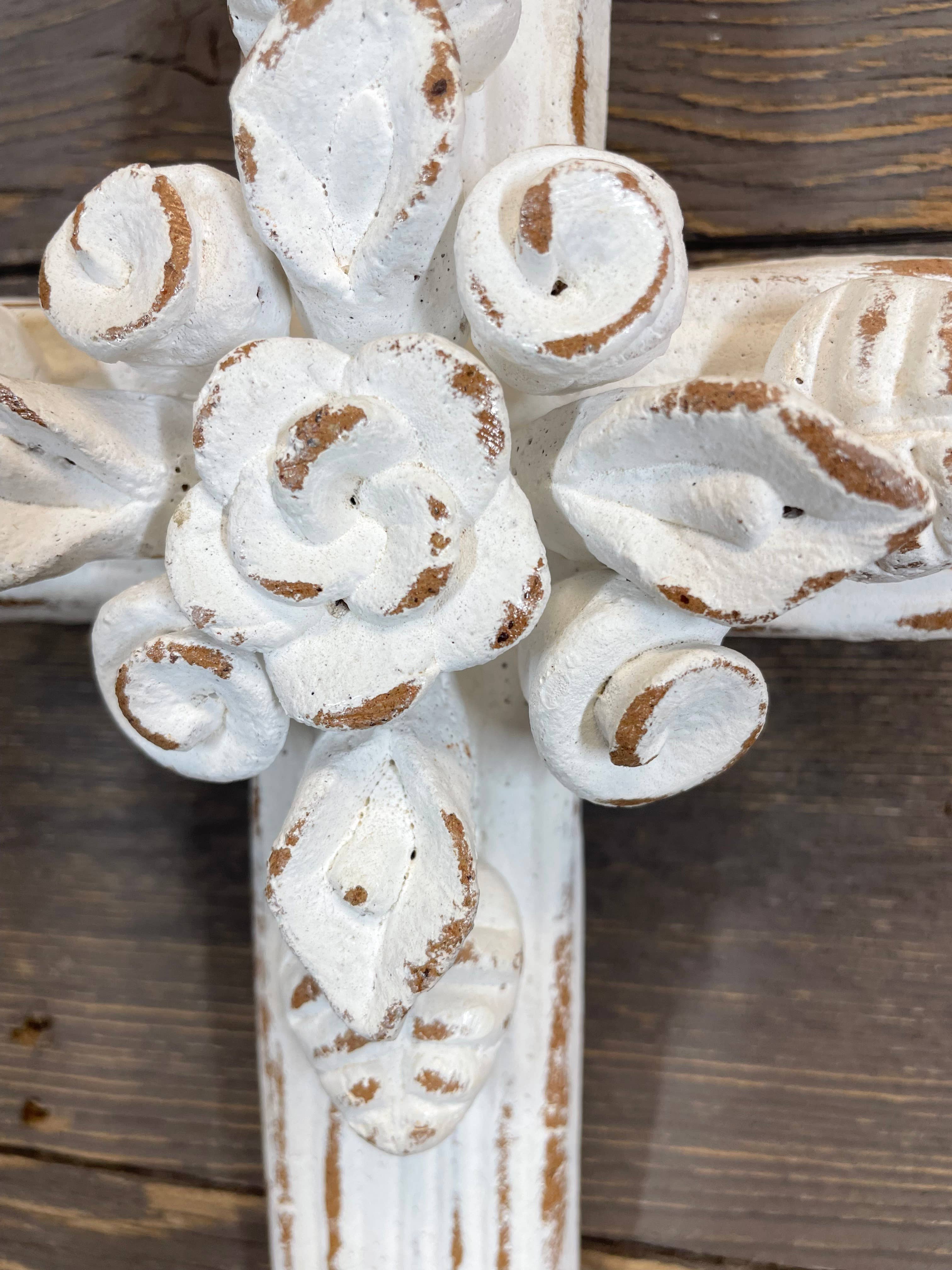 Wholesale Solace-Flower White Clay Cross-Handmade-Wall-5.5x8 in-Small ...