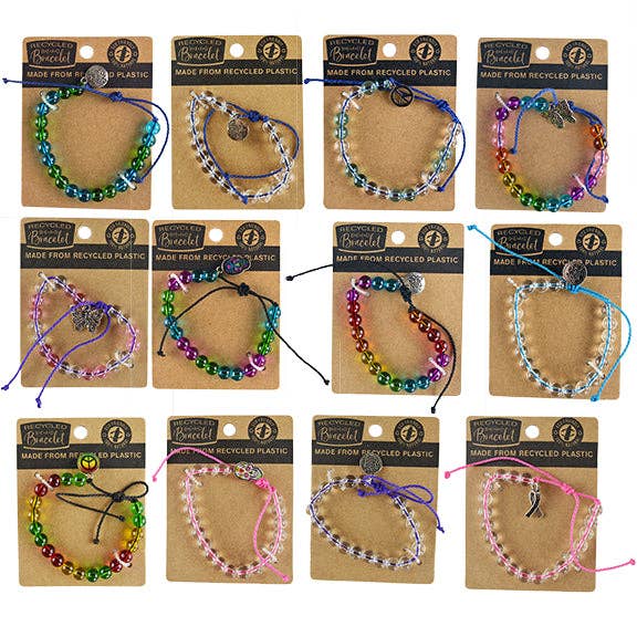 Wholesale Colored Bead Bracelet with Charm Assortment- 12/Pack for your ...