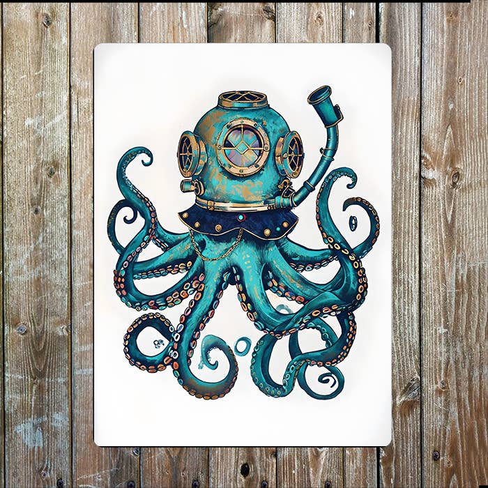 Wholesale Diving Helmet Octopus Sea Nautical Metal Sign Plaque for your ...