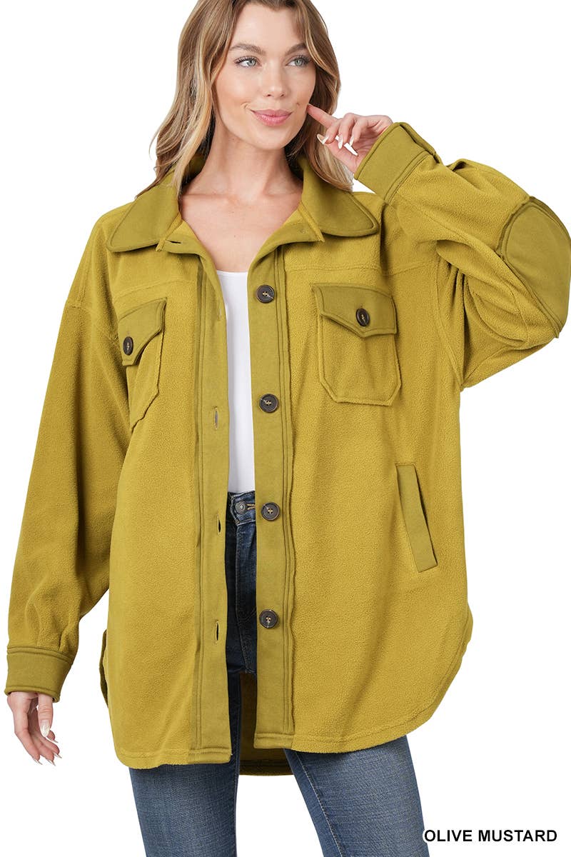 Wholesale Oversized Basic Fleece Shacket for your store - Faire