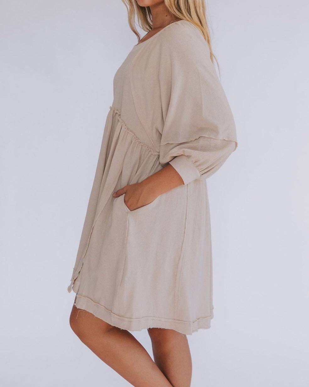 Wholesale 3/4 Sleeves High Waist Slits Mini Dress for your store - Faire