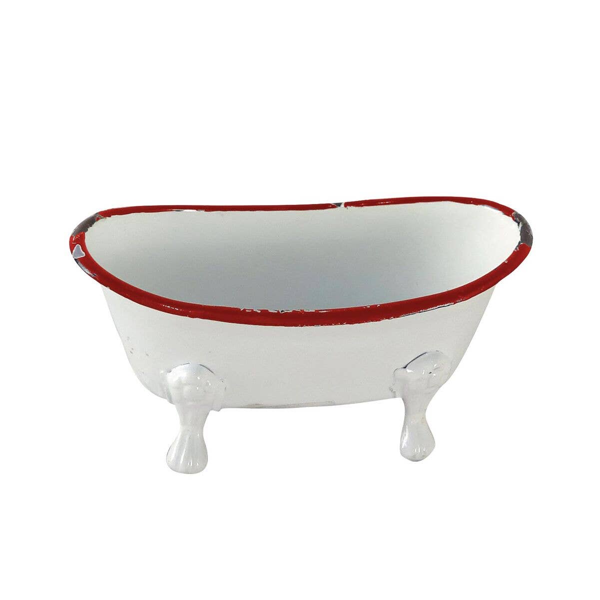 Wholesale Mini Distressed Enamel Bathtub Soap Dish, Red Rim for your ...